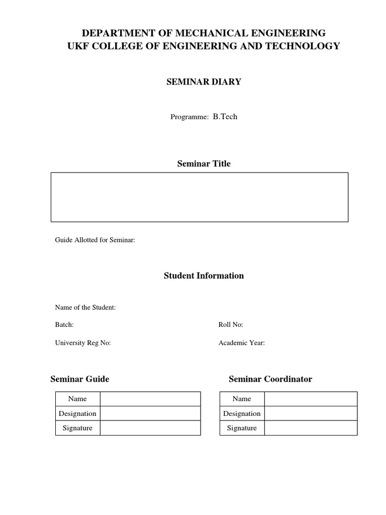 Seminar Diary (S7 B - 2022) | PDF