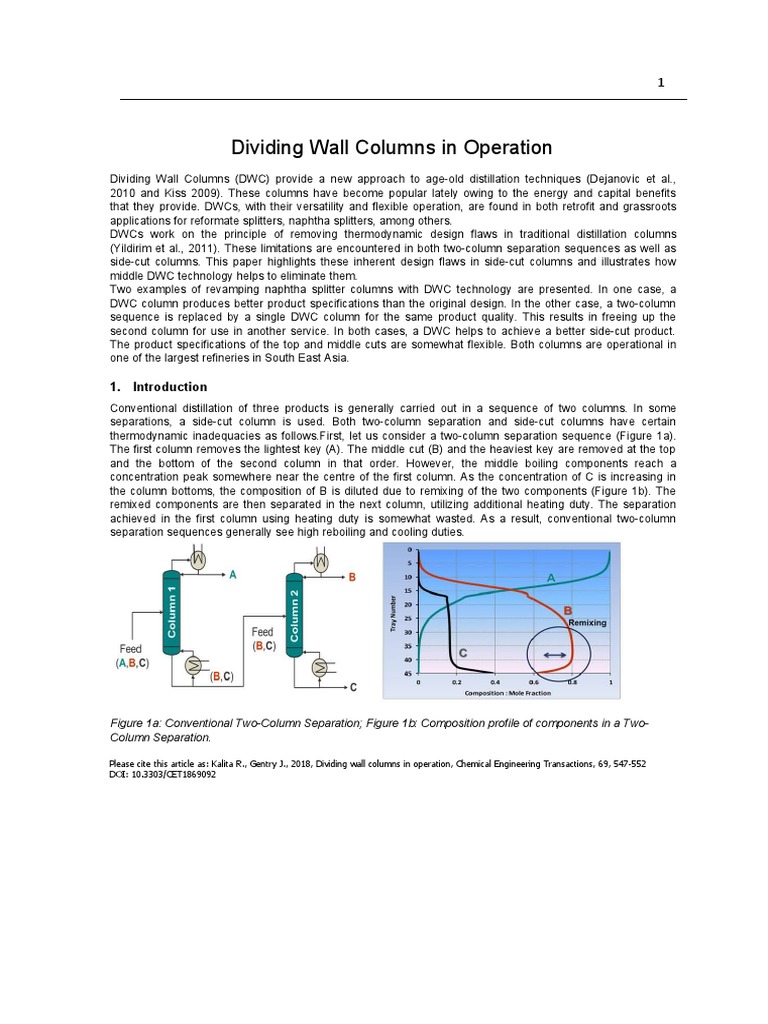 Dividing Wall Columns: Efficiency & Benefits | PDF | Oil Refinery ...