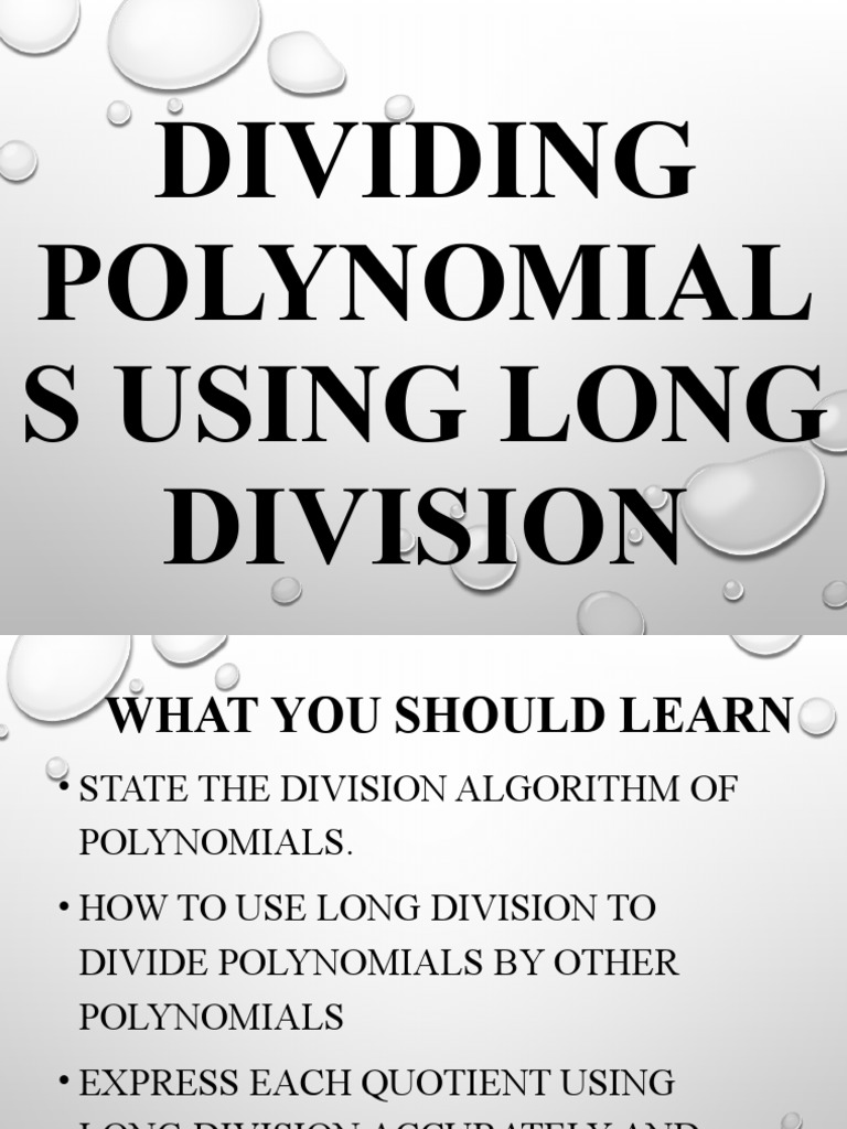 Dividing Polynomials Using Long Division | PDF | Division (Mathematics) | Computer Science