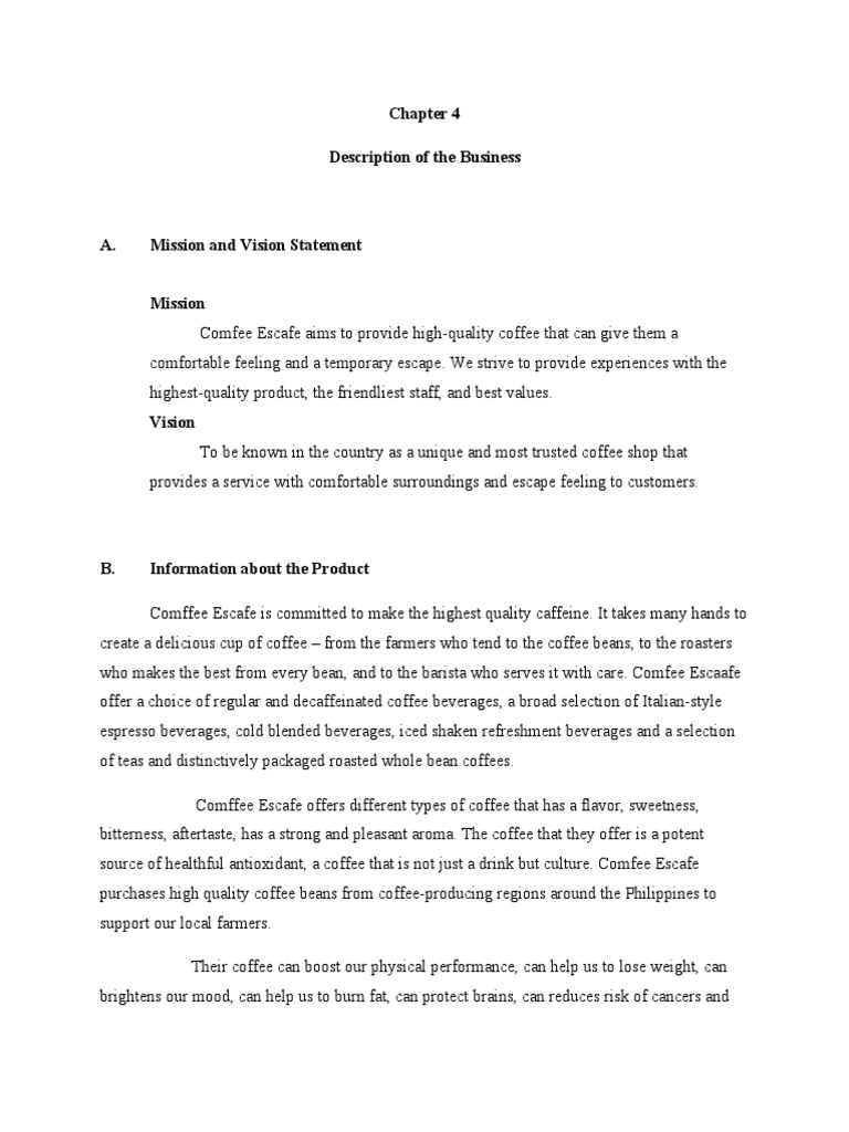 Chapter 4 - Group 2 - 12 Harvey - Business Plan | PDF | Coffee | Drink