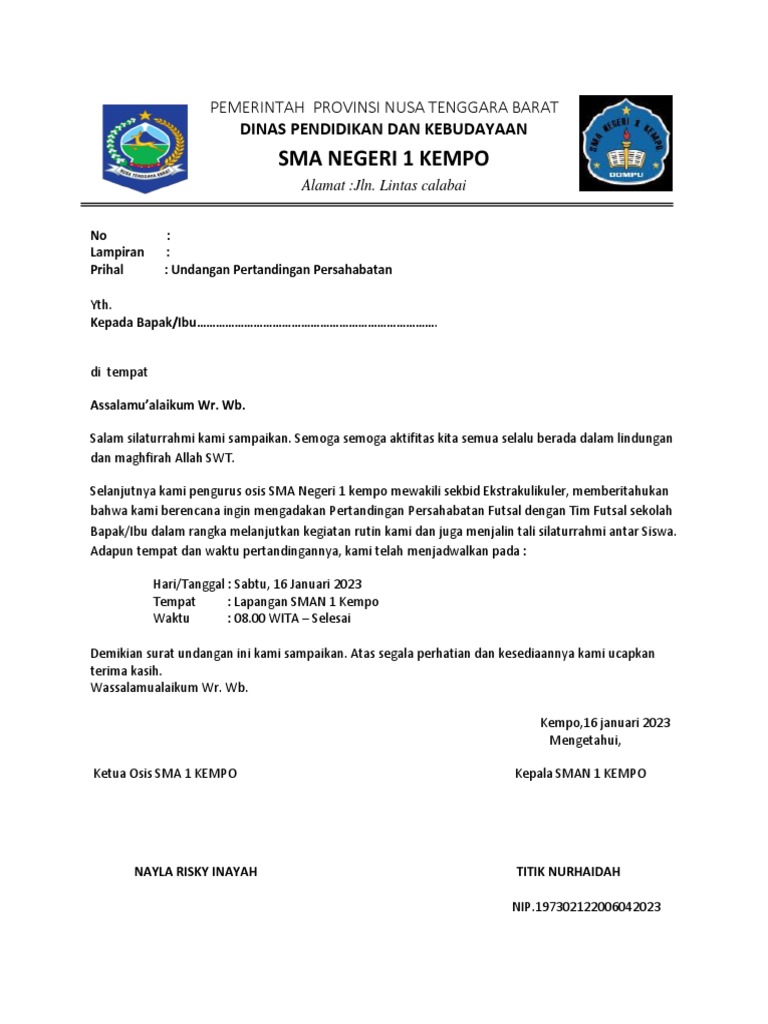 Undangan Pertandingan Futsal | PDF