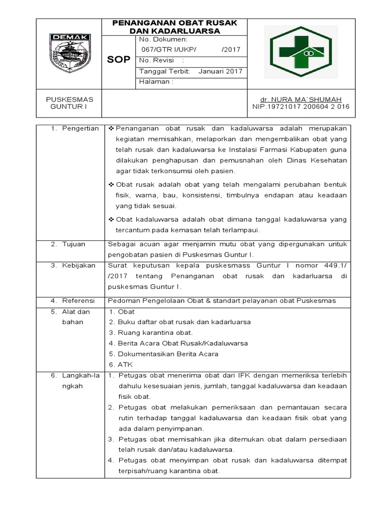 Prosedur Penanganan Obat Rusak dan Kadaluwarsa | PDF | Kesehatan Holistik