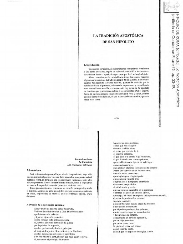 3 - Traditio Apostolica | PDF | Bautismo | Sacerdote