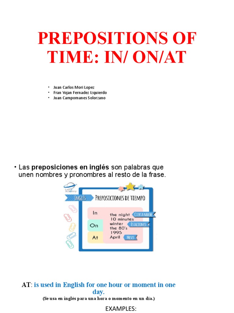 Prepositions of Time | PDF
