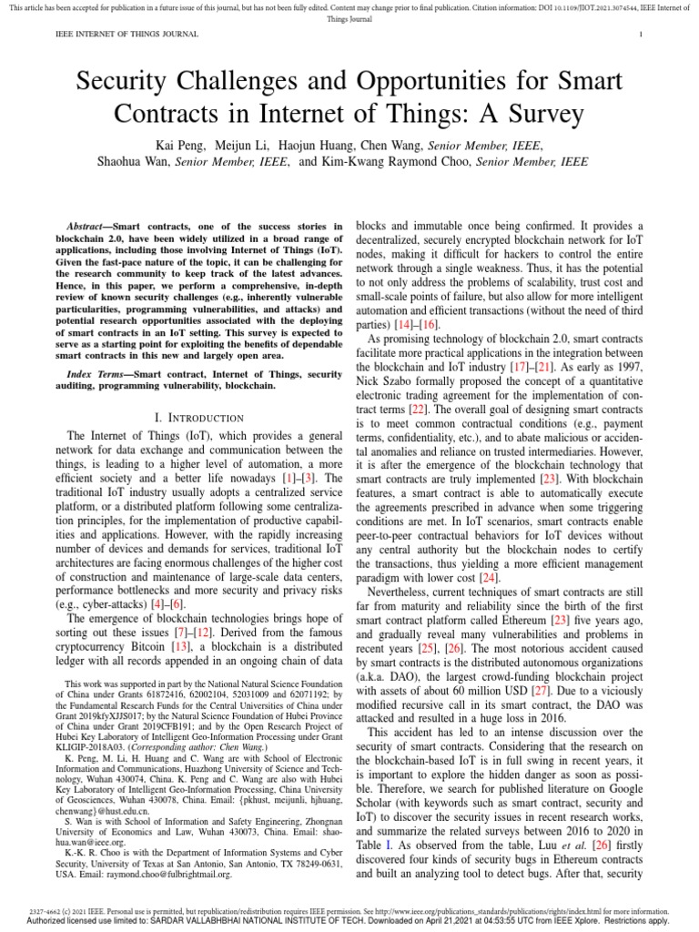 A Comprehensive Survey Of Security Challenges And Opportunities For