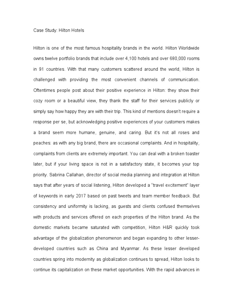 Case Study Hilton Hotel | PDF | Advertising | Popular Culture & Media Studies