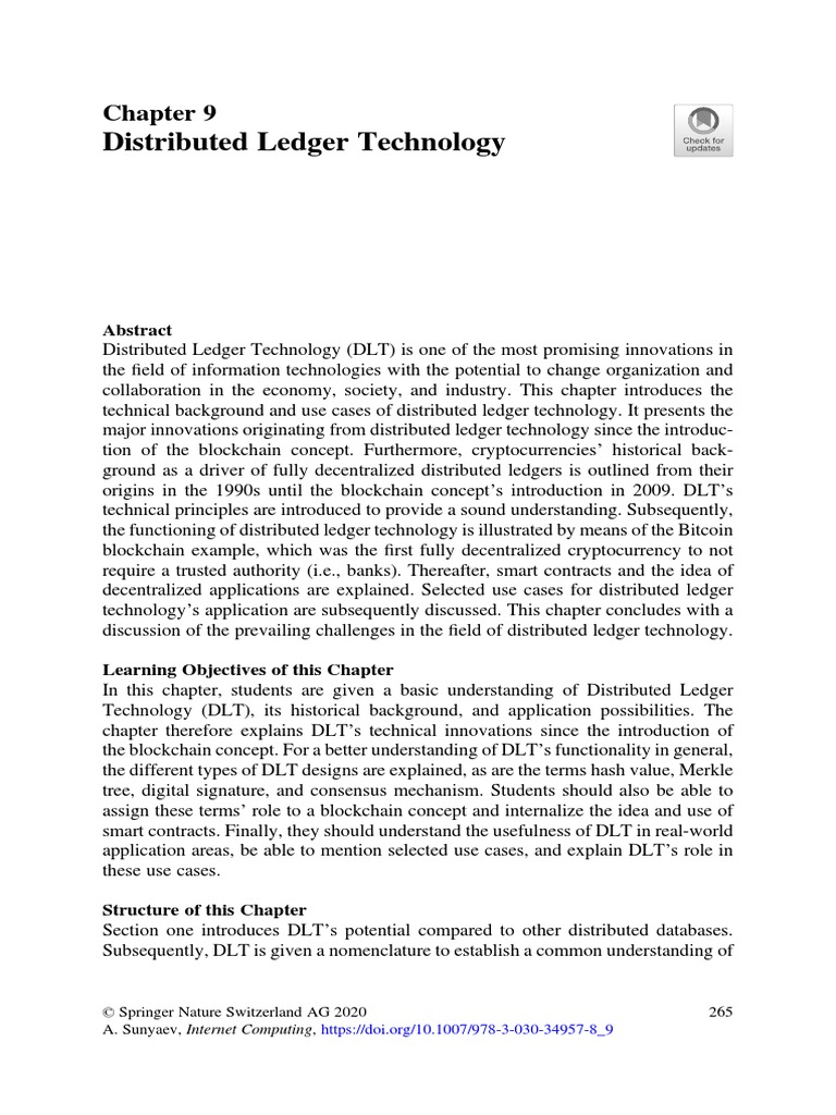 Distributed Ledger Technology DLT Chapter | PDF | Public Key Certificate | Cryptocurrency
