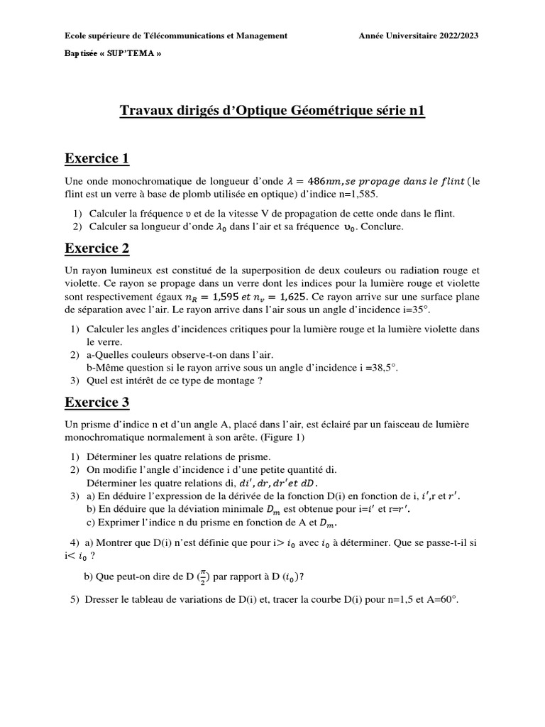 TD1 Optique | PDF