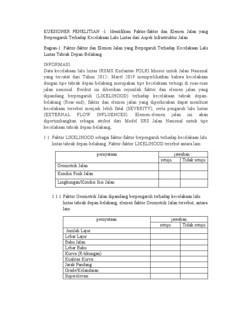 Kuesioner Penelitian | PDF