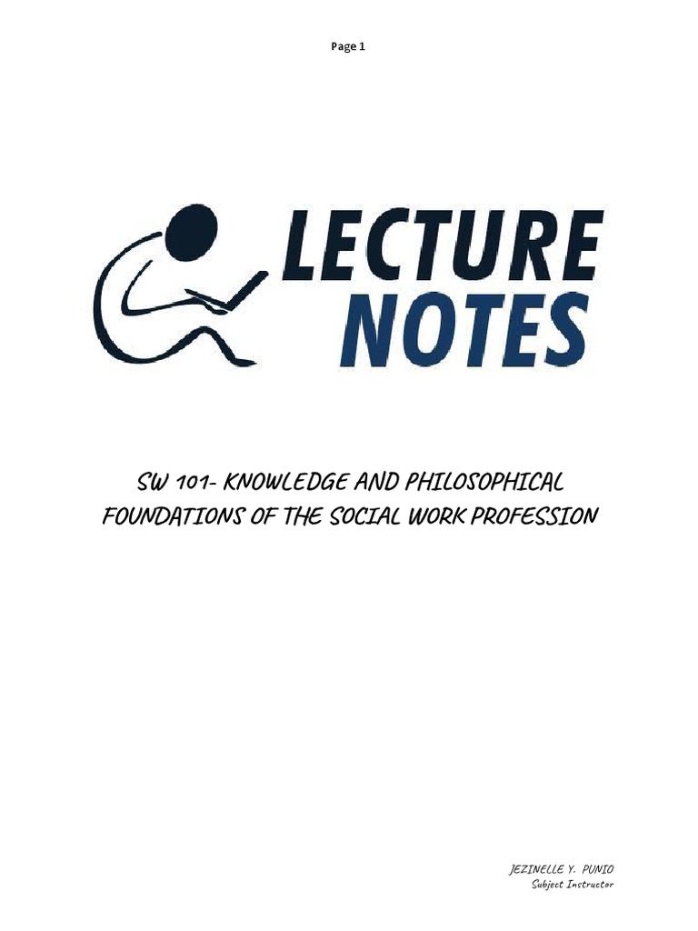 Lecture Notes Sw101 Edited - Docx 1 | PDF | Social Work | Welfare