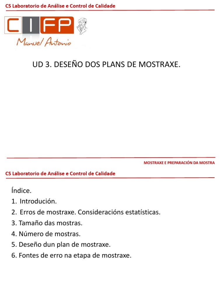 Ud 3. Deseño Dos Plans de Mostraxe - PPTX | PDF