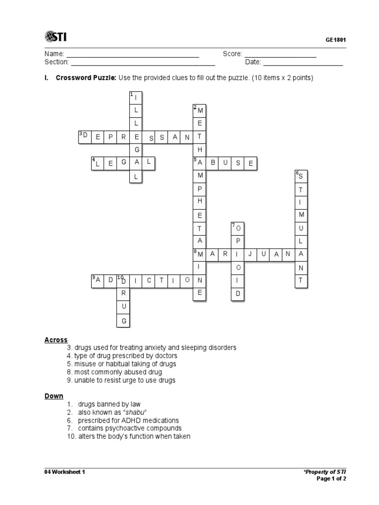 04 Worksheet 1 | PDF | Drugs | Substance Abuse