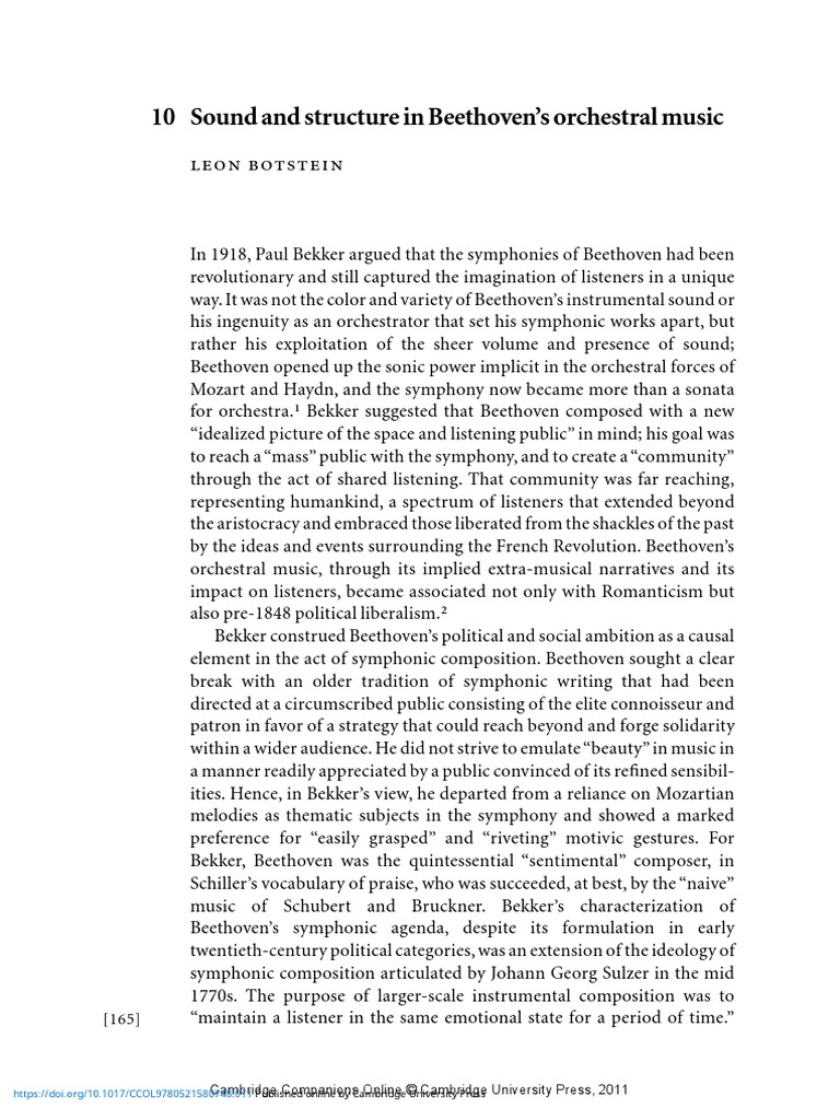 Sound and Structure in Beethovens Orchestral Music | PDF | Orchestras ...