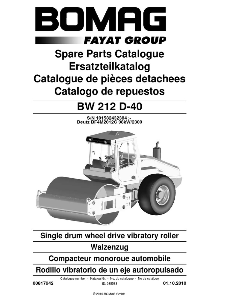Rolo Bomag BW 212 D-40 - Catálogo de Peças PDF | PDF