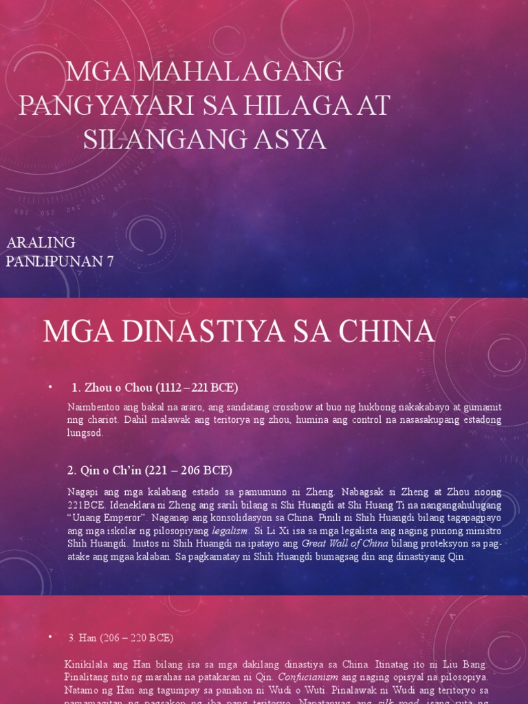 Mga Mahalagang Pangyayari Sa Hilaga at Silangang Asya | PDF