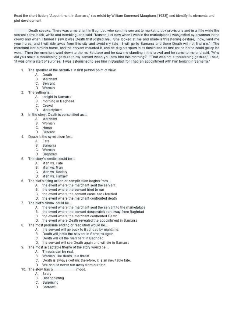 An Appointment in Samarra: An Analysis of the Short Story and its ...