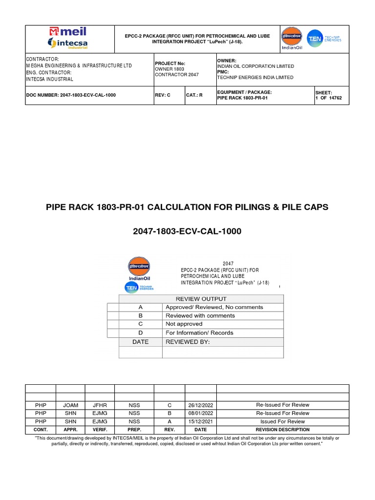 Pipe Rack 1803-Pr-01 Calculation For Pilings & Pile Caps: Megha ...