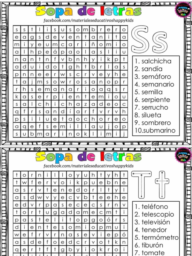 Sopa De Letras Para Trbajar Las Palabras Pdf 1 4 Pdf 