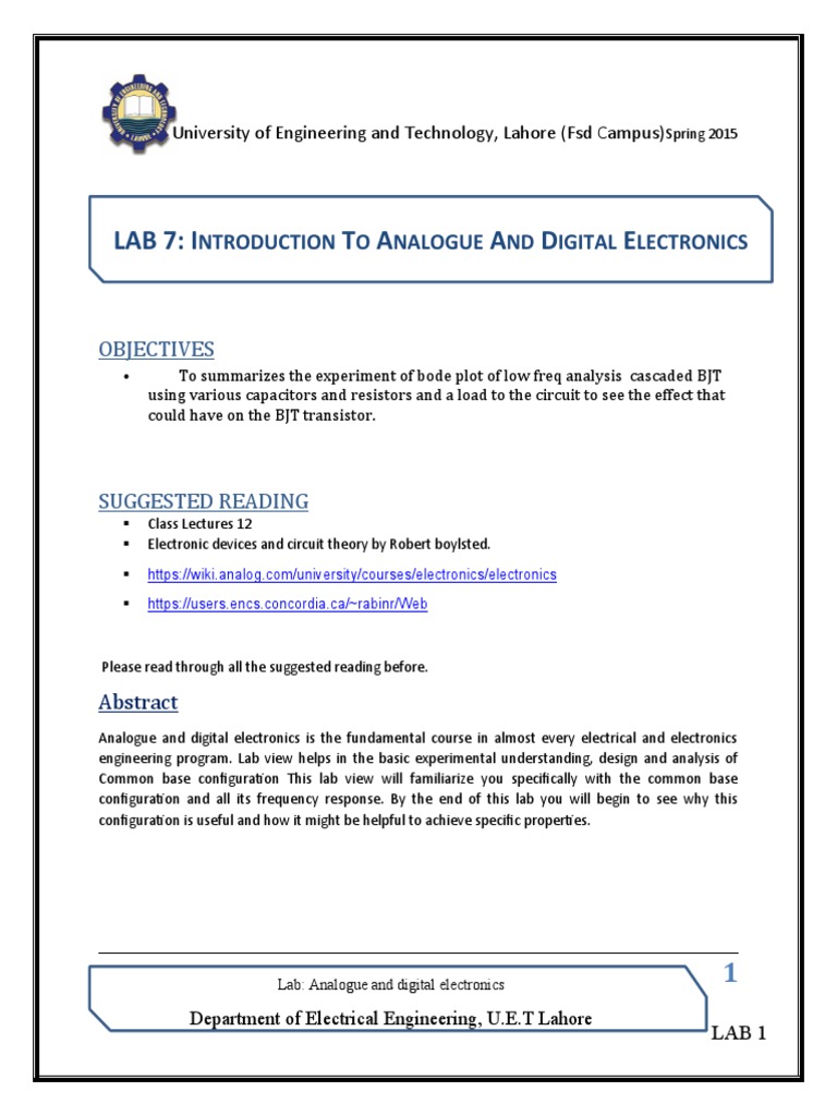 Introduction To Analogue and Digital Electronics | PDF | Amplifier | Bandwidth (Signal Processing)
