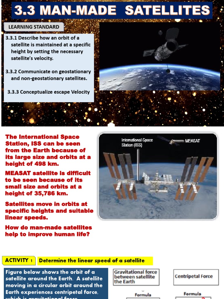 Notes - 3.3 Man Made Satellites | PDF | Orbit | Satellite