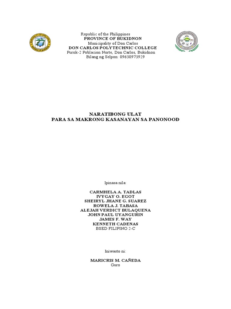 Final Narrative Report Maam Cris | PDF