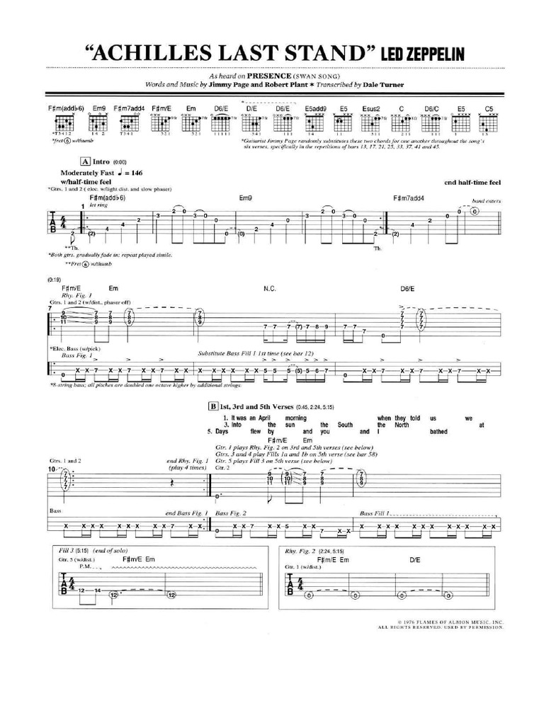 Led Zeppelin - Achille's Last Stand | PDF