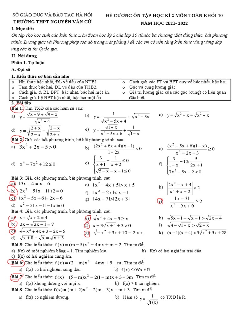 De Cuong Hk2 k10 | PDF