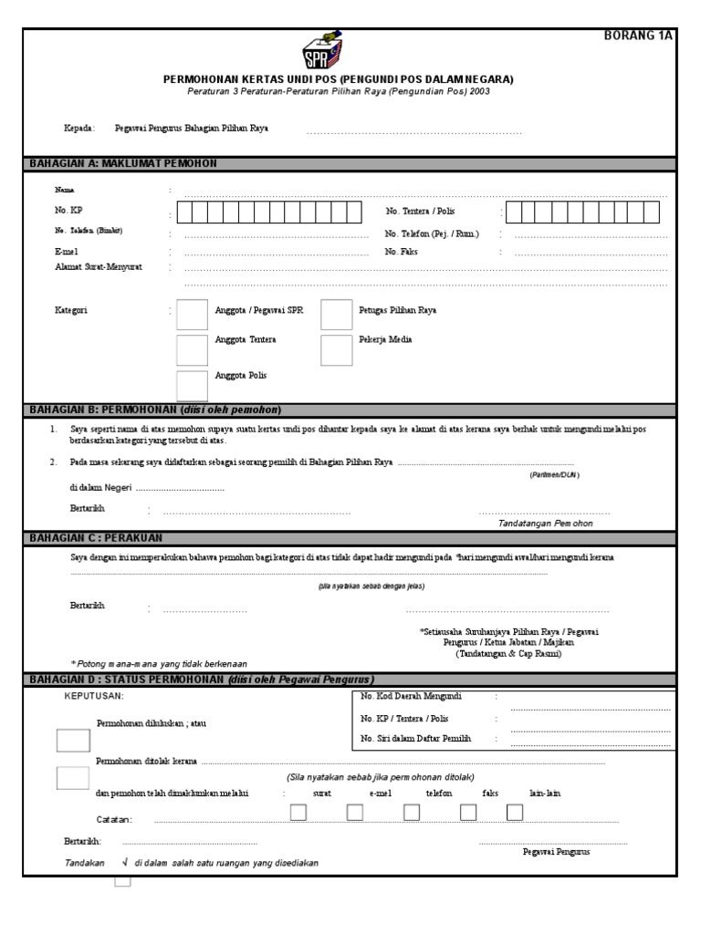 Borang Undi Pos 1a | PDF