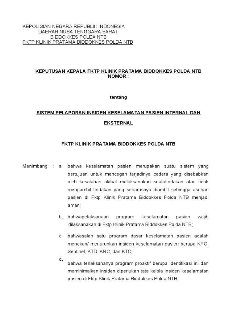 SK Sistem Pelaporan Ikp Internal Dan Eksternal | PDF