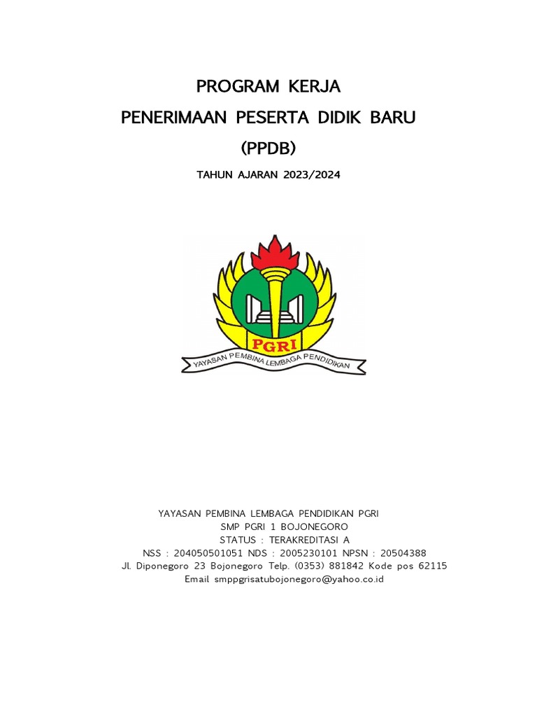 Program Kerja PPDB SMP 2020 | PDF