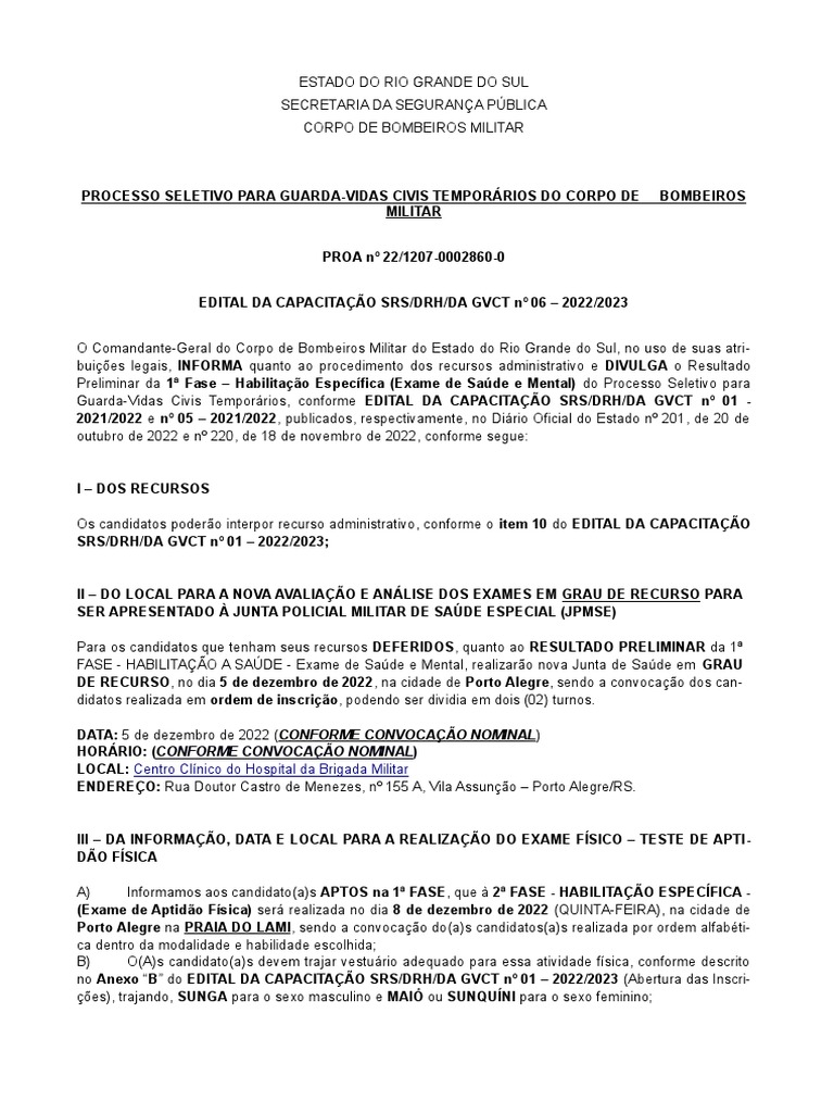 Processo seletivo para guarda-vidas temporários divulga resultado ... Processo seletivo para guarda-vidas temporários divulga resultado ...