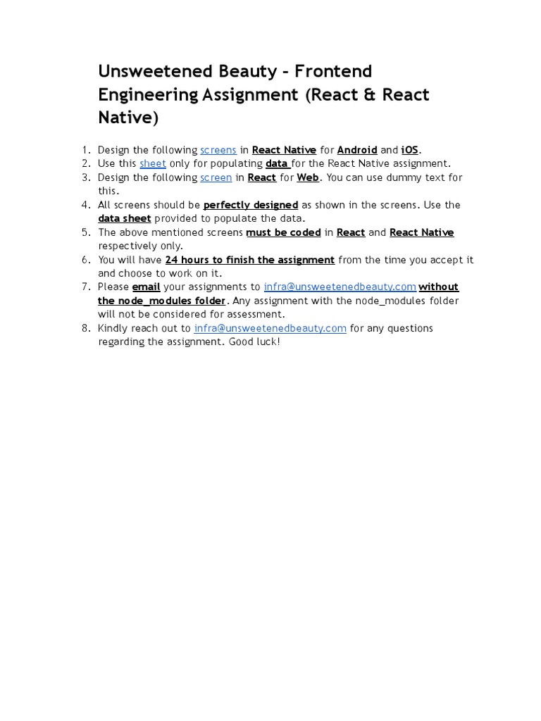 React Developer Assignment | PDF