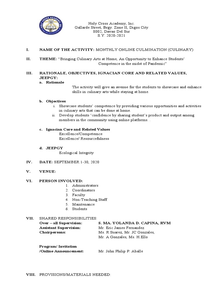 Program Proposal - Culinary Arts | PDF