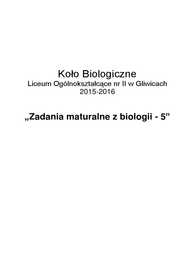 Kolo Biologiczne - Zbior Zadan 5 | PDF