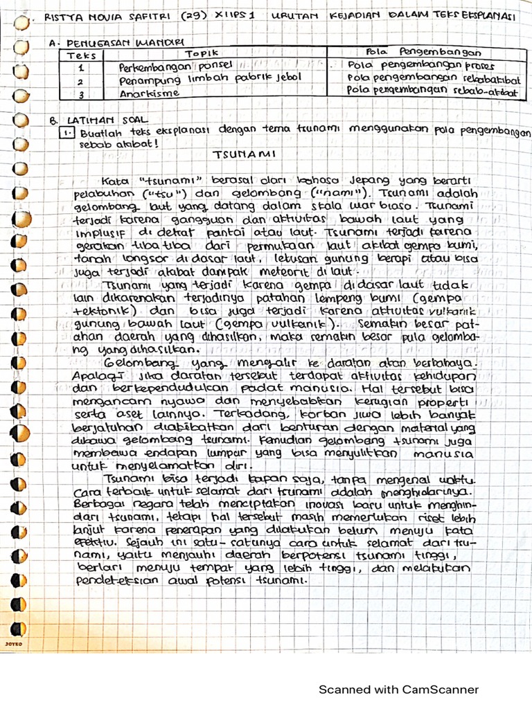 29 Ristya Novia Safitri Urutan Kejadian Dalam Teks Eksplanasi | PDF