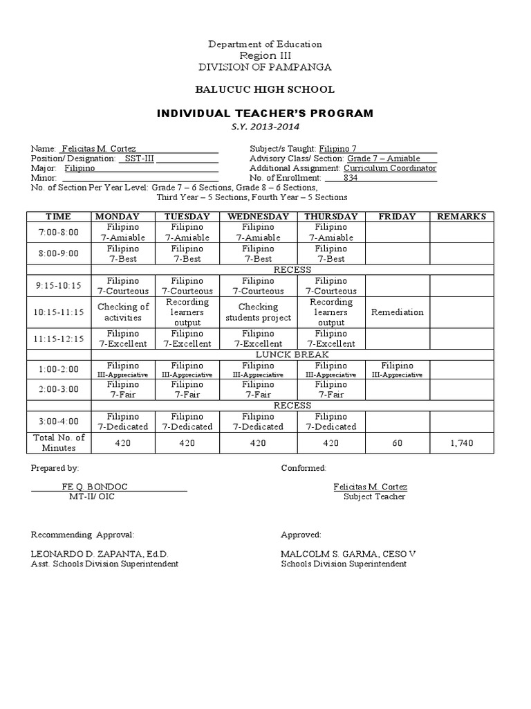 Individual Teachers Program | PDF | Learning