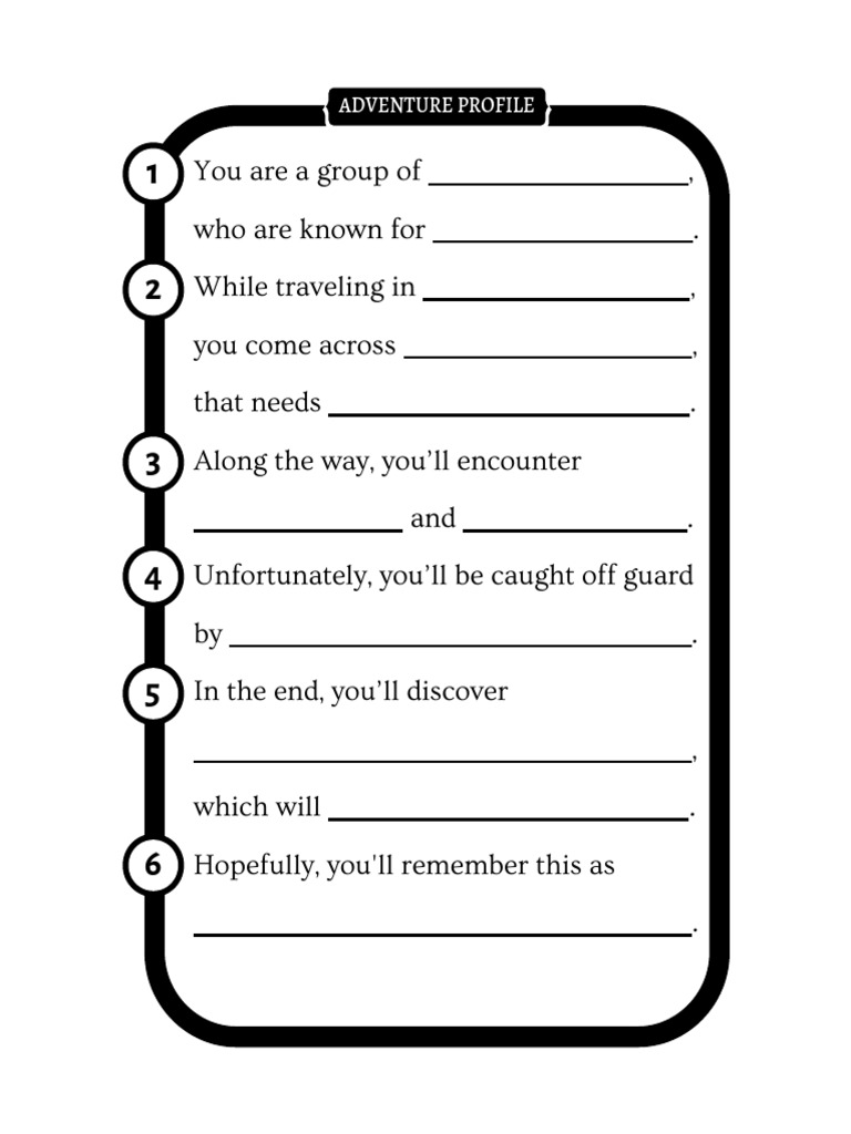 Adventure Profile Form Fillable | PDF
