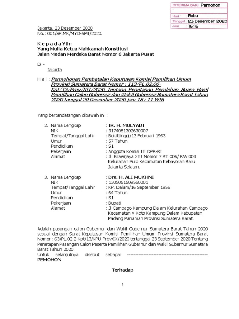 Permohonan - 2993 - 1396 - 133-PAN - MK-AP3-12-2020 (Online) - Dikompresi | PDF