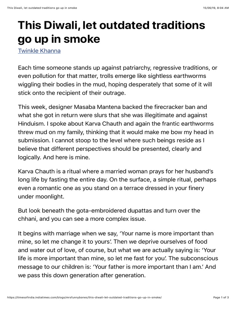 5B Twinkle Khanna - Outdated Traditions | PDF