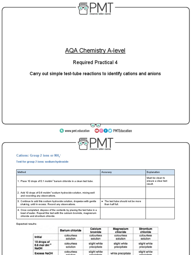 RP 04 - Identification of Cations and Anions | PDF | Hydroxide | Precipitation (Chemistry)