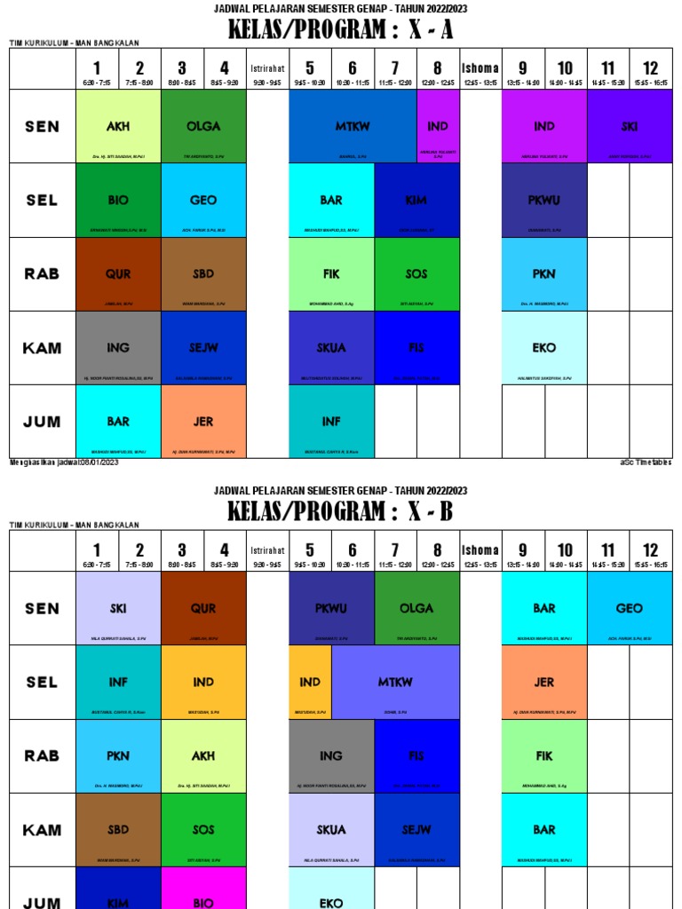 Genap - Jadwal Kelas | PDF