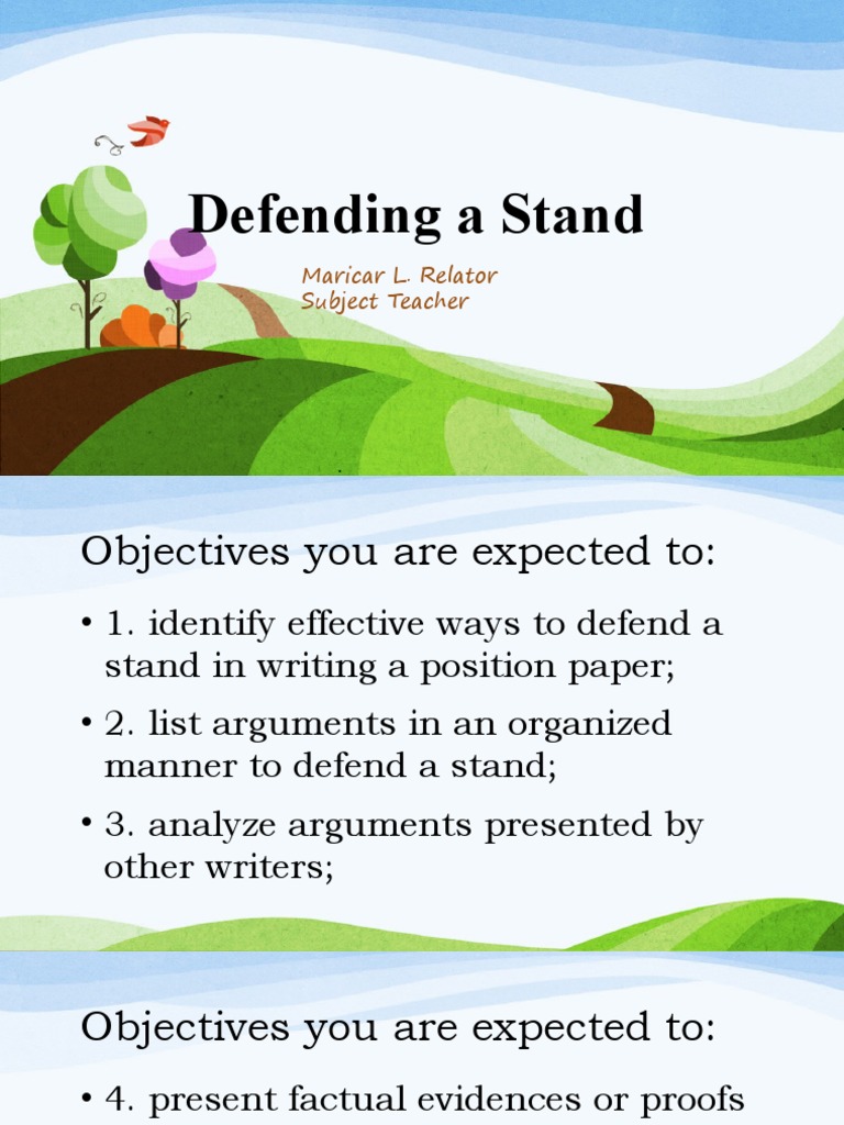 Defending A Stand | PDF | Evidence | Cognitive Science
