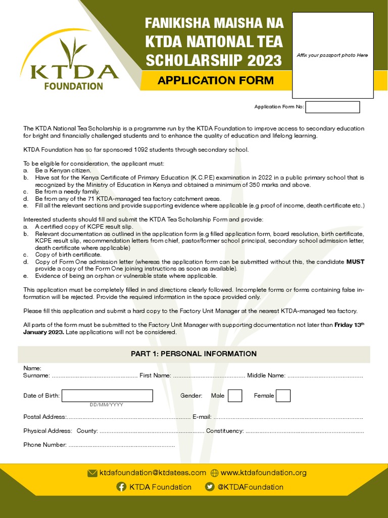 KTDA Foundation 2023 Application Form 1 1 | PDF | University And ...