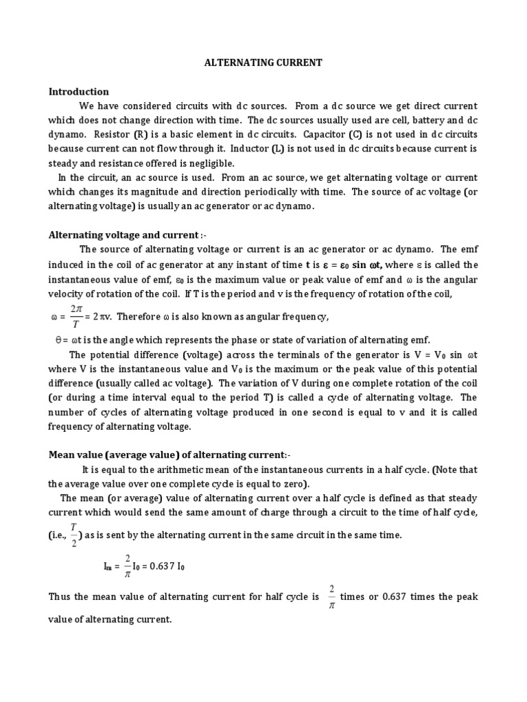 Alternating Current | PDF | Inductor | Transformer