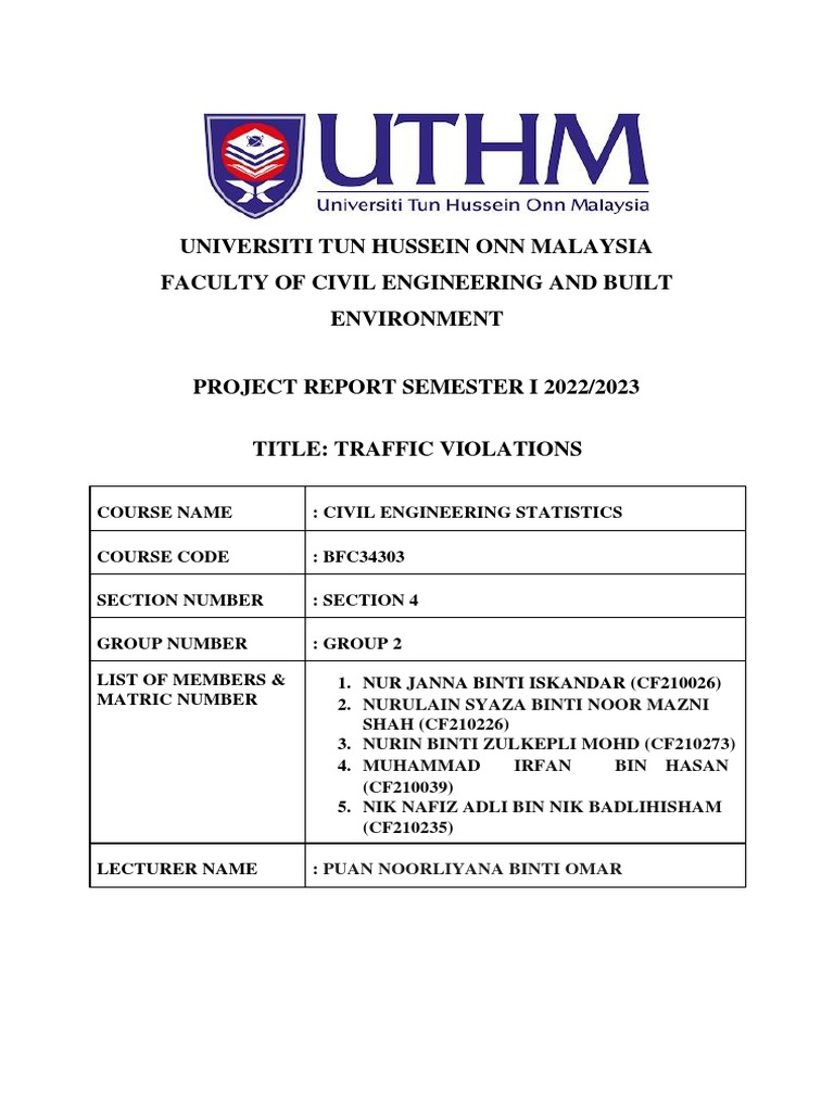 Progression Statistic Project (BFC34303) | PDF | Transport | Transportation Engineering