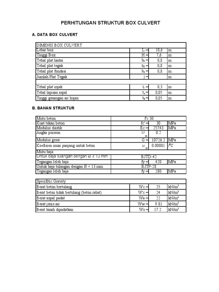 Perhitungan Jembatan BOX CULVERT | PDF