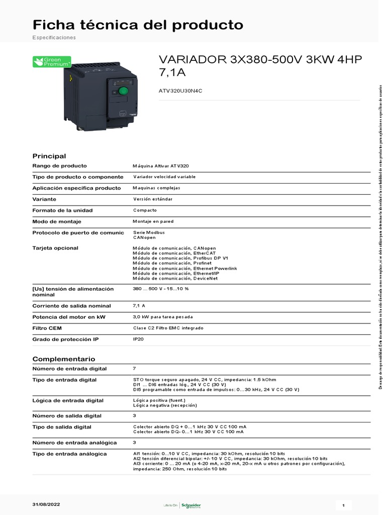 Altivar Machine 320 - ATV320U30N4C | PDF | Impedancia eléctrica | Relé
