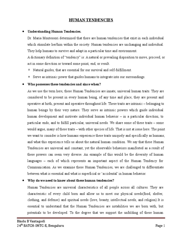 HUMAN TENDENCIES EXPLAINED | PDF | Thought | Experience