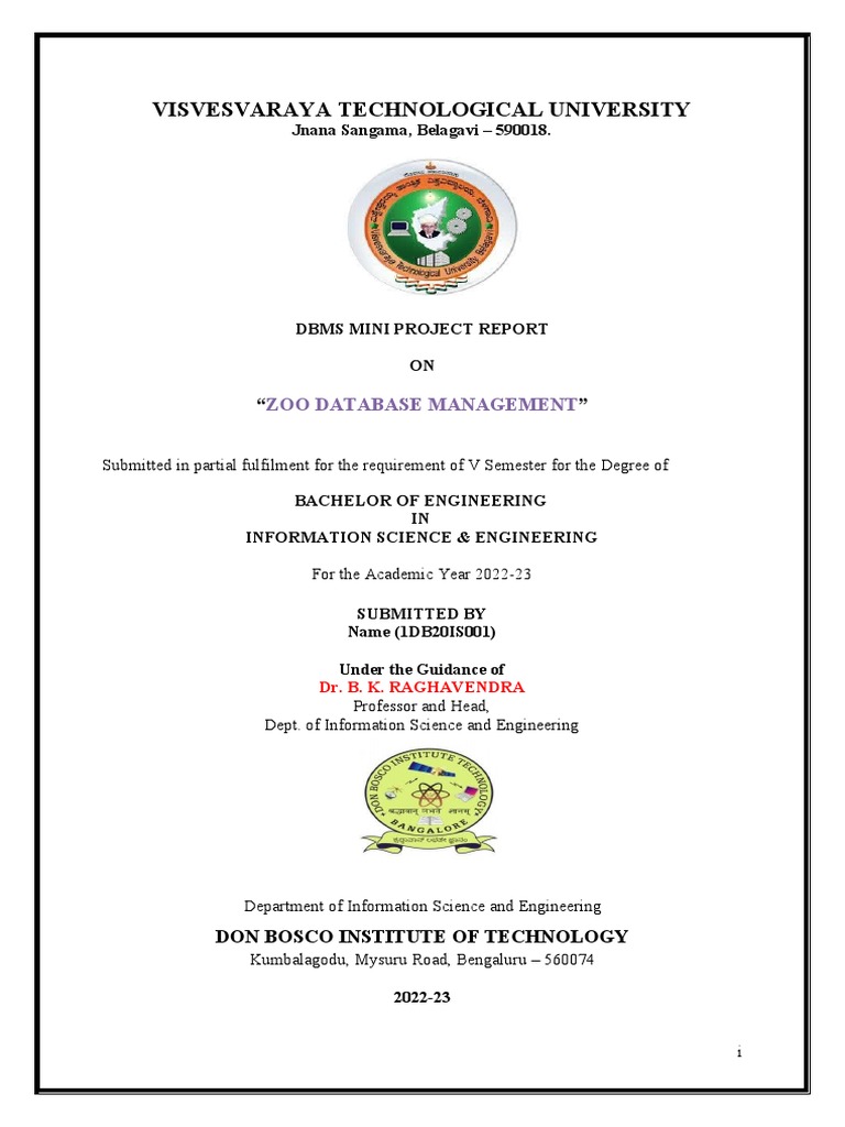 Zoo Database Project Report | PDF | Databases | Information Technology Management