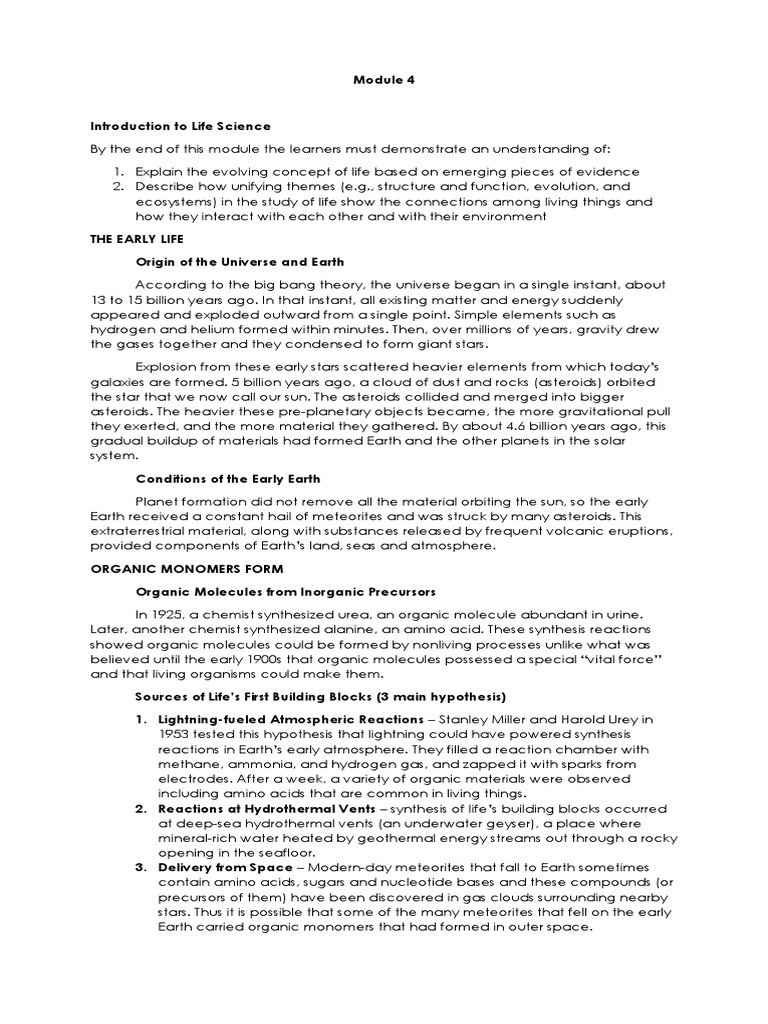 Earth Life Science Module 4 | PDF | Eukaryotes | Life